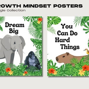 Jungle Growth Mindset Posters, Printable Kids Motivational Poster ...