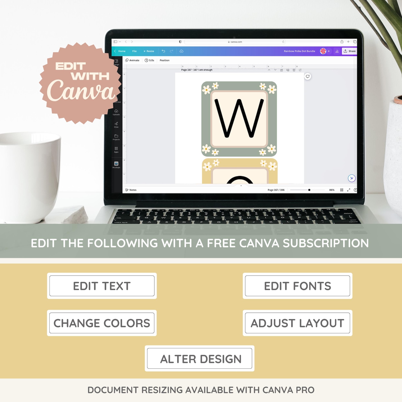 Boho Modern Word Wall, Printable Calming Word Wall Display, Editable ...