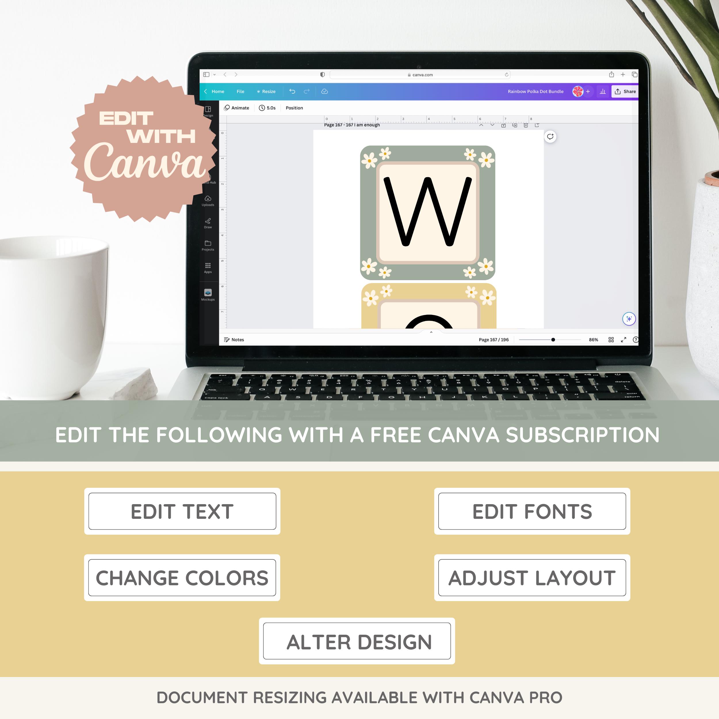 Boho Modern Word Wall, Printable Calming Word Wall Display, Editable ...