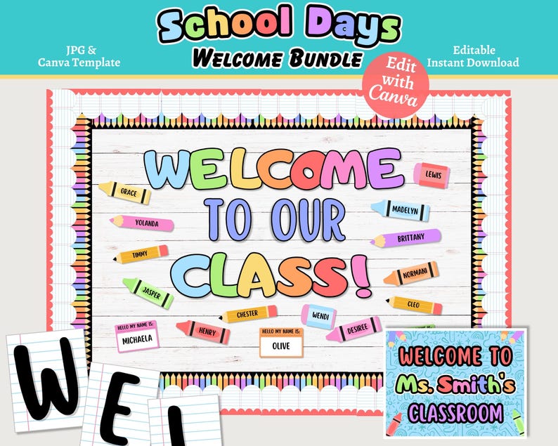 Editable Classroom Welcome Bulletin Board Kit (digital Download) - Etsy