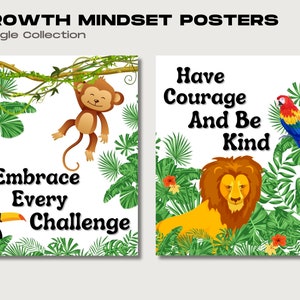 Jungle Growth Mindset Posters, Printable Kids Motivational Poster ...