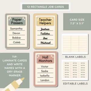 Boho Classroom Jobs Display, Printable Student Helpers Bulletin Board ...