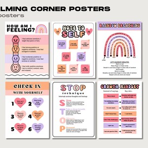 Calming Corner Posters, Kids Breathing Techniques, Printable & Editable ...