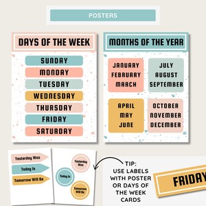 Calm Modern Classroom Calendar Display Bundle (printable & Editable ...