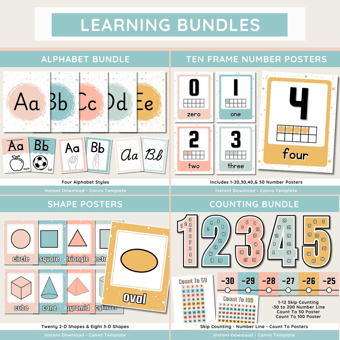 Calm Classroom Decor Set: Pastel Colors, Editable Canva Template ...