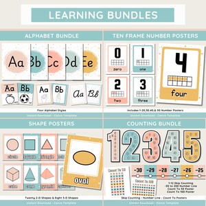 Calm Modern Classroom Decor Bundle, Printable & Editable School Room ...