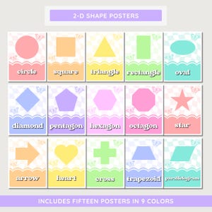 Pastel Butterfly Shape Posters, 2-D and 3-D Elementary Shape Prints ...