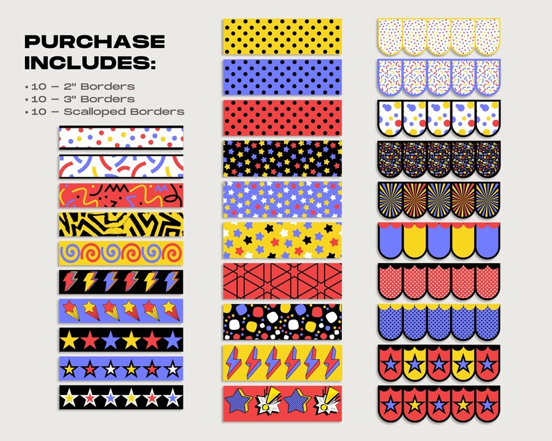 Primary Hues Bulletin Borders, Printable & Editable Borders, Instant ...