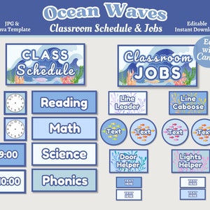 Ocean Theme Classroom Schedule and Jobs Display, Printable & Editable ...