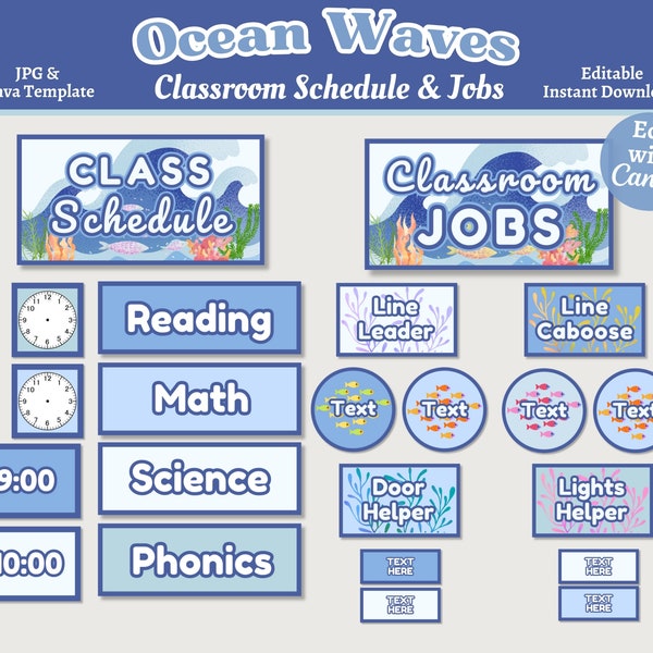 Ocean Theme Classroom Schedule - Etsy