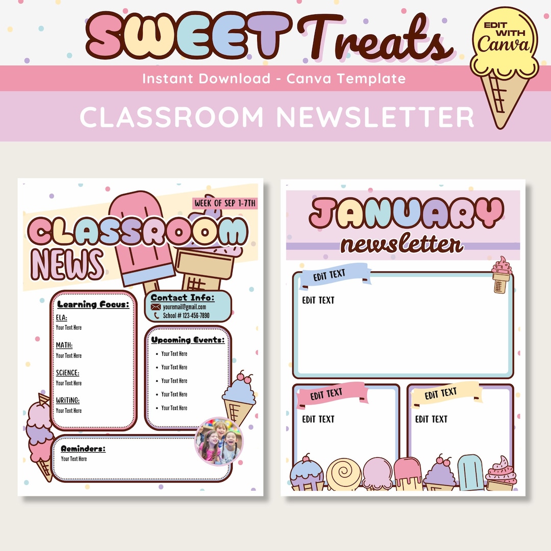 Editable Classroom Newsletter Template: Pastel Decor (canva Template ...
