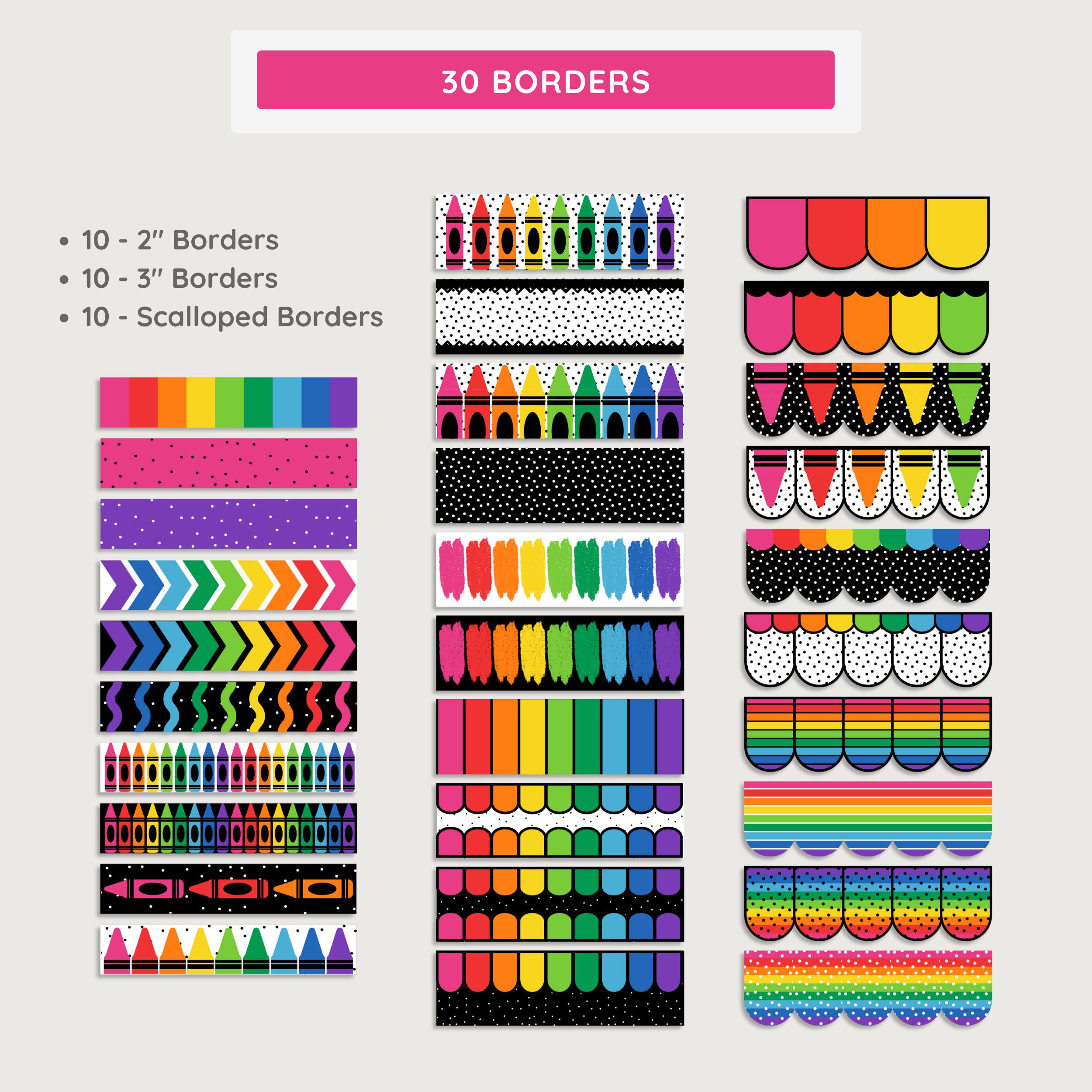 Rainbow Crayon Bulletin Board Borders: Printable Classroom Decor ...