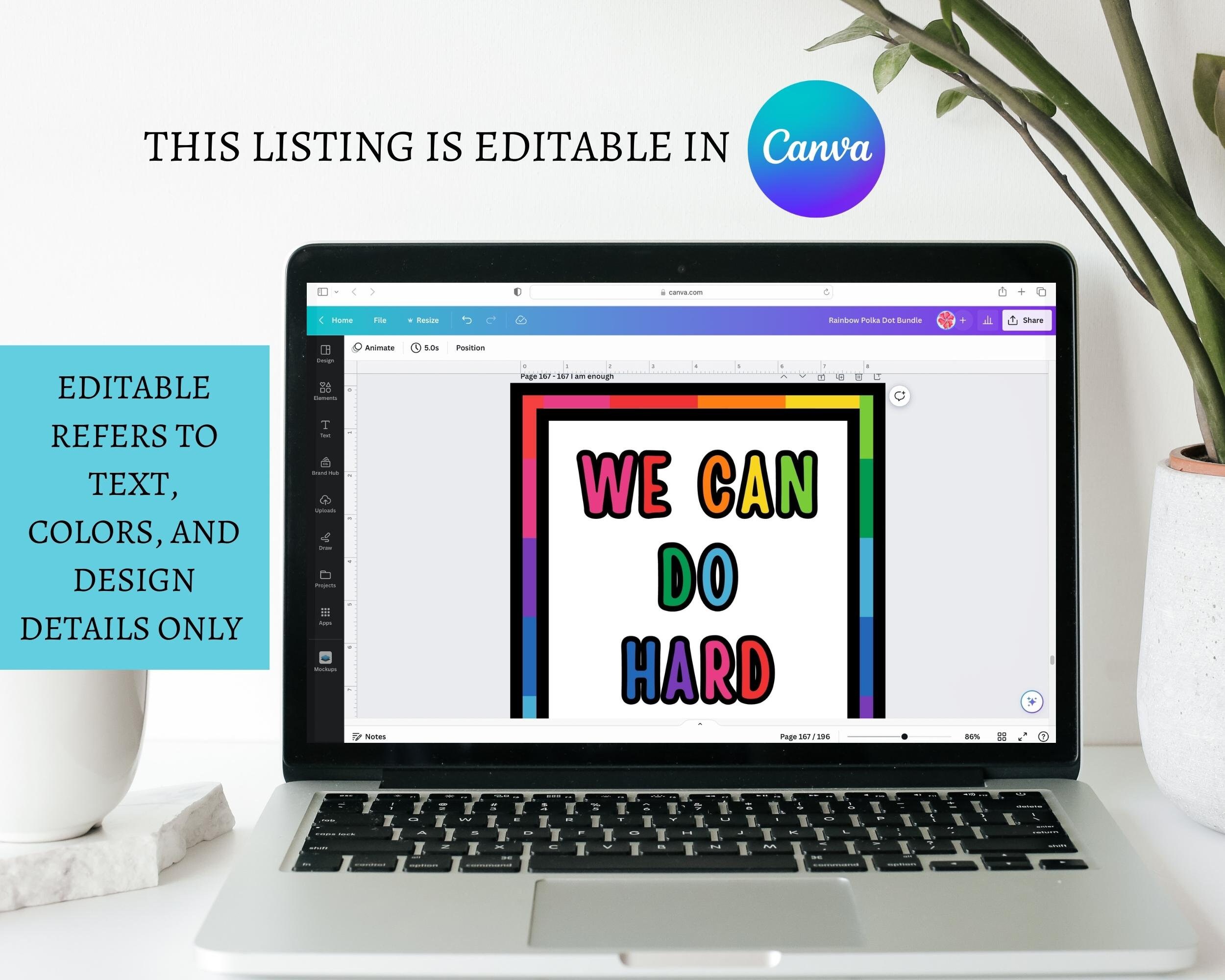 Rainbow Crayon Inspirational Posters Editable Classroom - Etsy