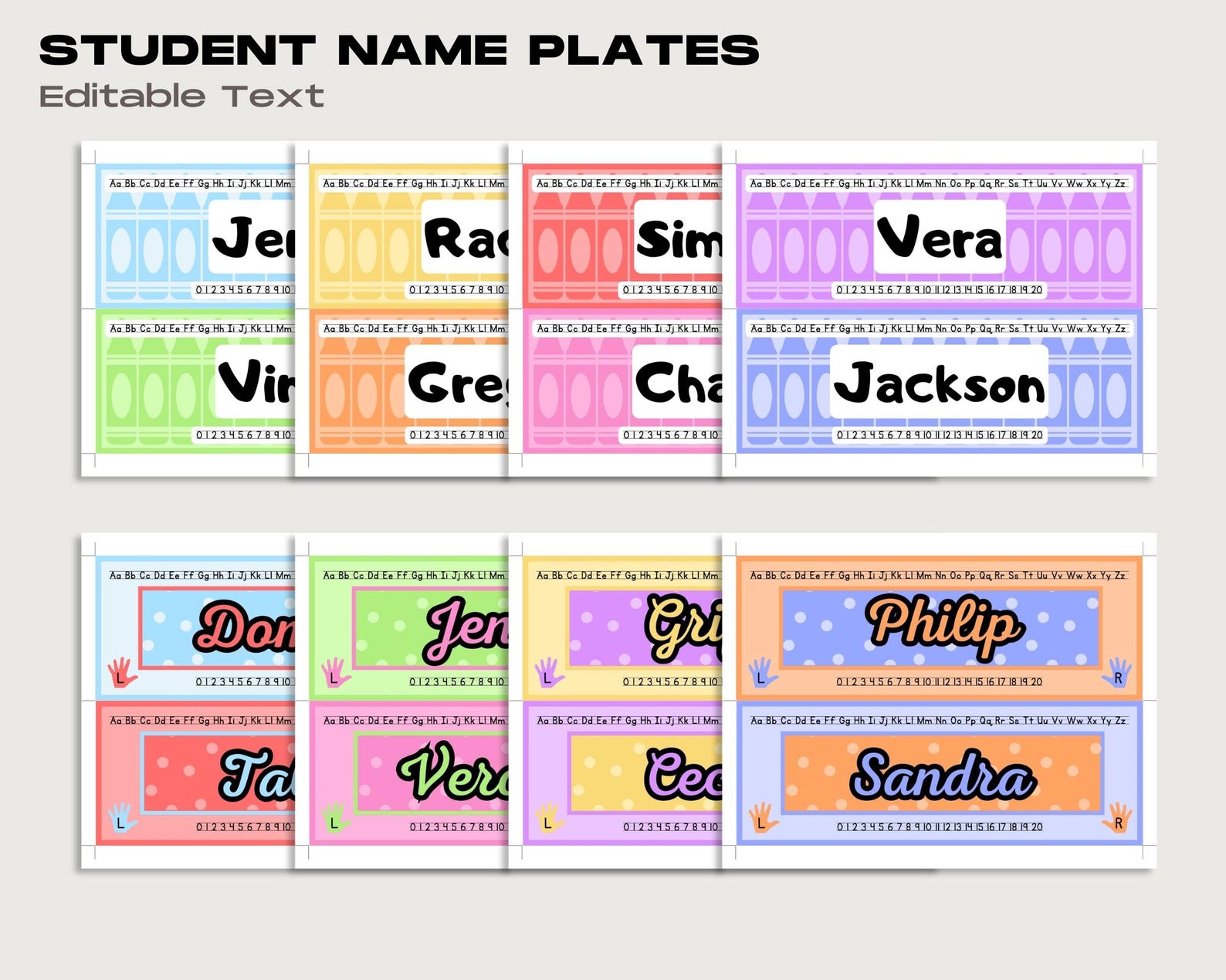 Rainbow Student Name Plate Template: Editable Classroom Decor (canva ...