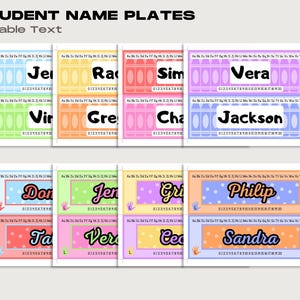 Rainbow Student Name Plate Template, Printable Editable Classroom Desk ...