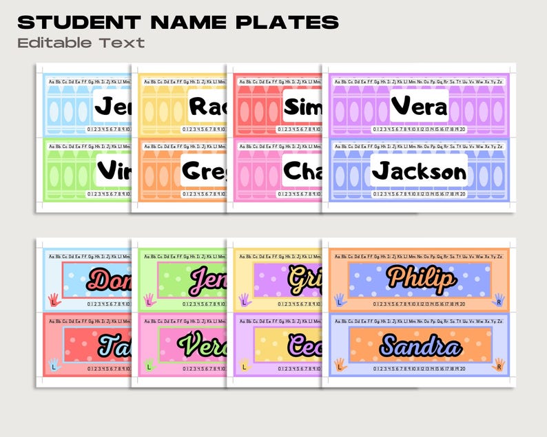 Rainbow Student Name Plate Template: Editable Classroom Decor (canva ...