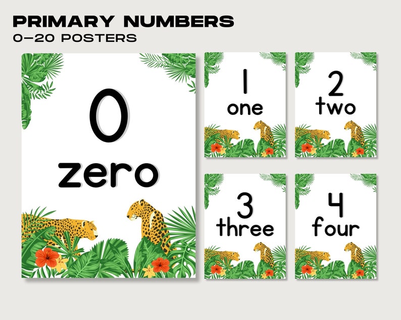 Jungle Numbers, Editable 0-20 Posters, Skip Counting, Number Line, Ten ...
