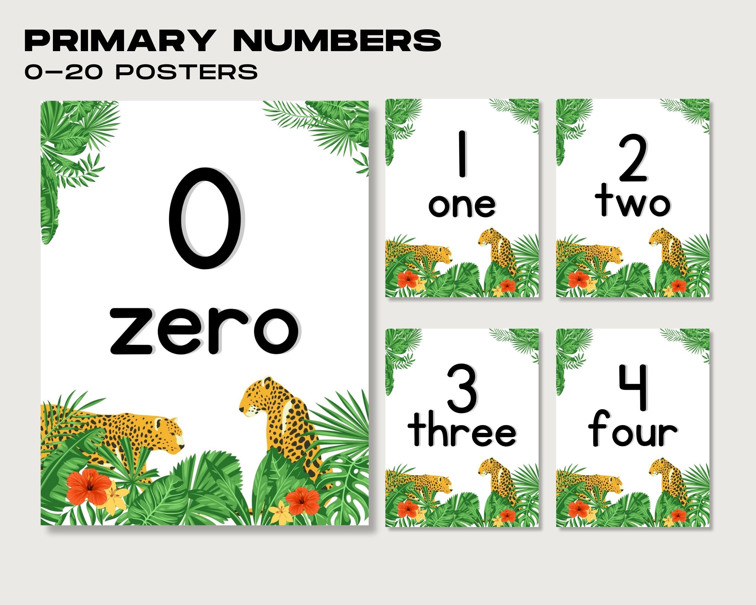 Jungle Numbers, Editable 0-20 Posters, Skip Counting, Number Line, Ten ...