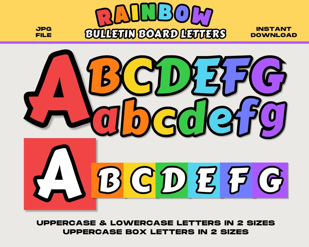Rainbow Bulletin Board Letters, Editable & Printable Bulletin Board ...