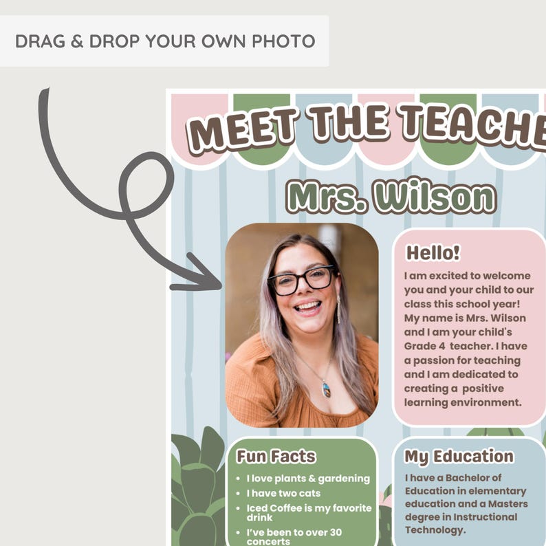 Editable Meet the Teacher Template: Succulents Classroom Decor (canva ...