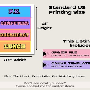 Editable Pastel Class Schedule Display, Printable Today's Schedule ...