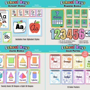Editable Complete Classroom Decor Bundle, Printable Bright Rainbow ...