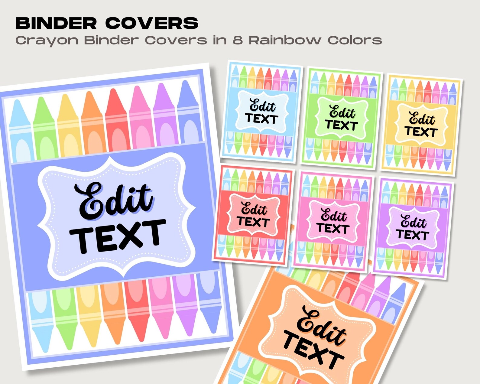 Rainbow Binder Covers Template, Printable Editable Binder Covers ...