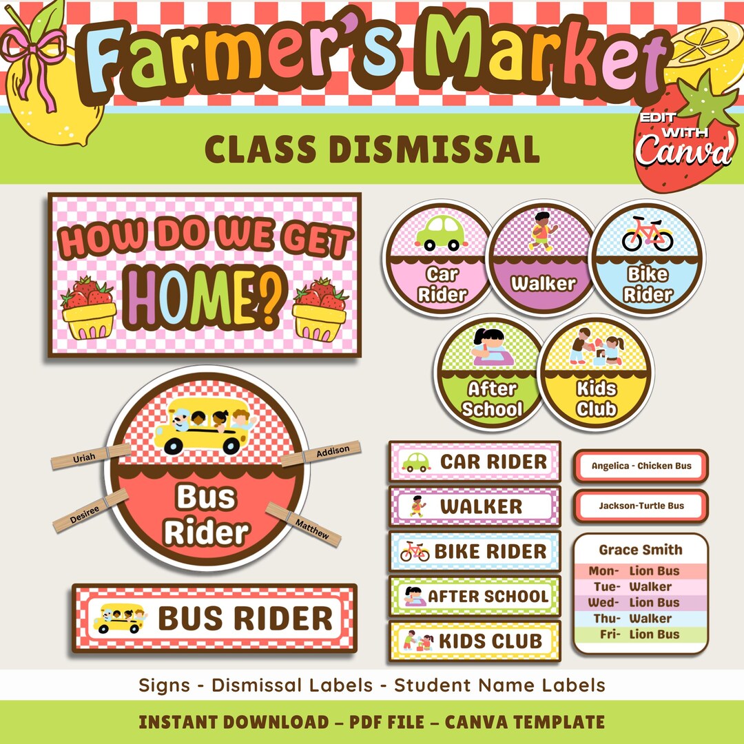 Class School Dismissal Display: Farmer's Market Classroom Decor Theme ...