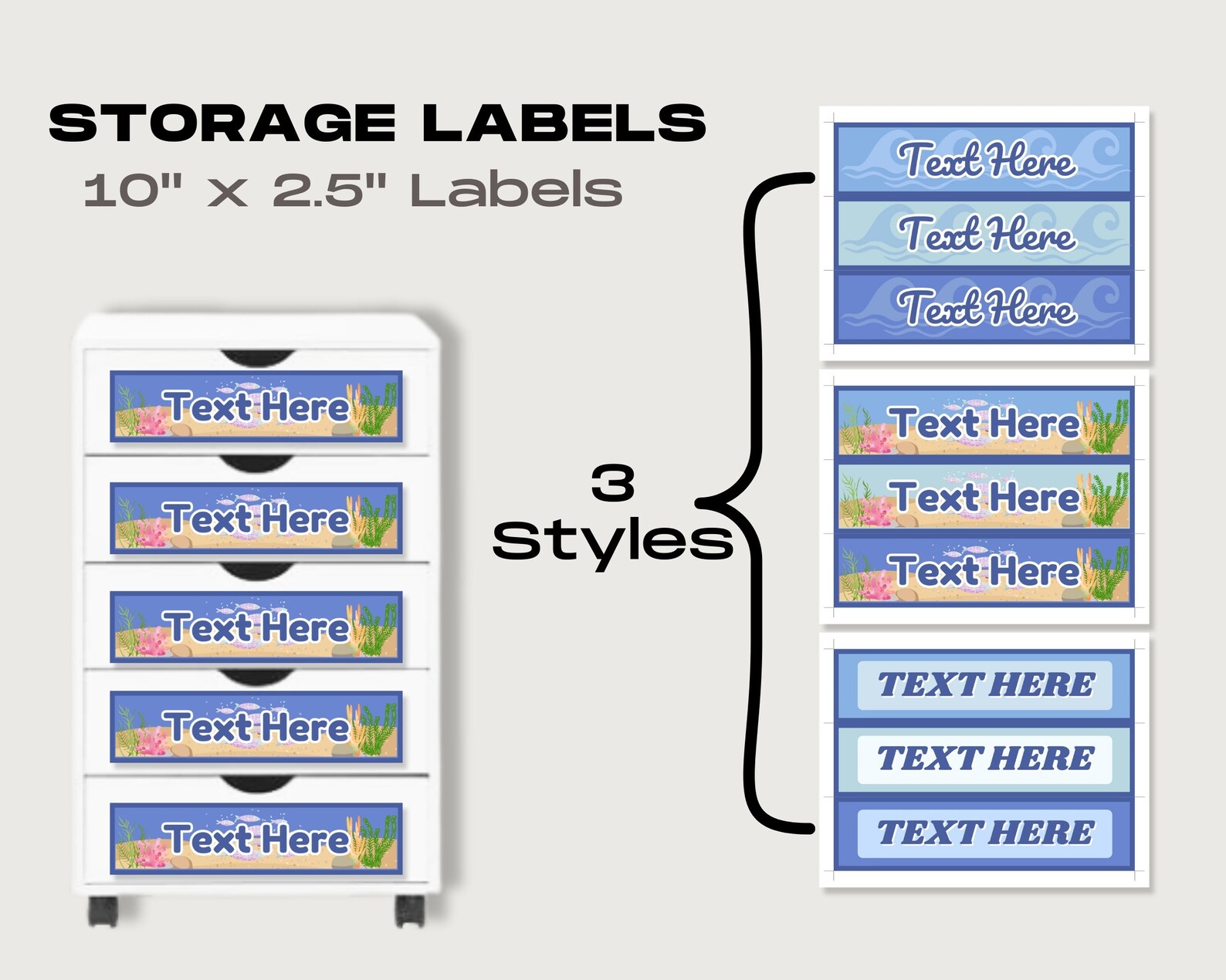 Ocean Theme Classroom Storage Labels: Editable Canva Template (digital ...