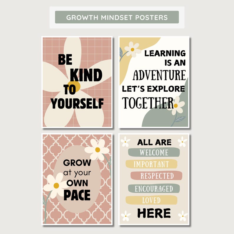 Boho Growth Mindset Posters: Daisy Classroom Decor (canva Template) - Etsy