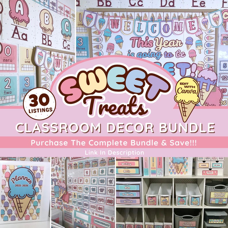 Ice Cream Alphabet Posters: Calming Pastel Classroom Decor (canva ...