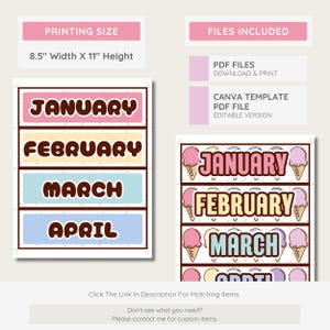 Hanging Flip Calendar, Printable & Editable Classroom Calendar, Pastel ...