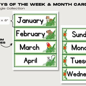 Jungle Flip Calendar, Hanging Calendar Display, Editable Calendar ...