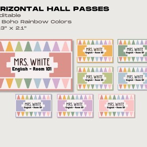 Printable Boho Teacher Hall Pass, Custom Editable Hall Passes for ...
