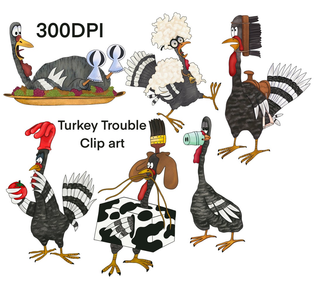 Turkey Trouble Clip Art. Teacher Story Aid / Classroom / Party ...