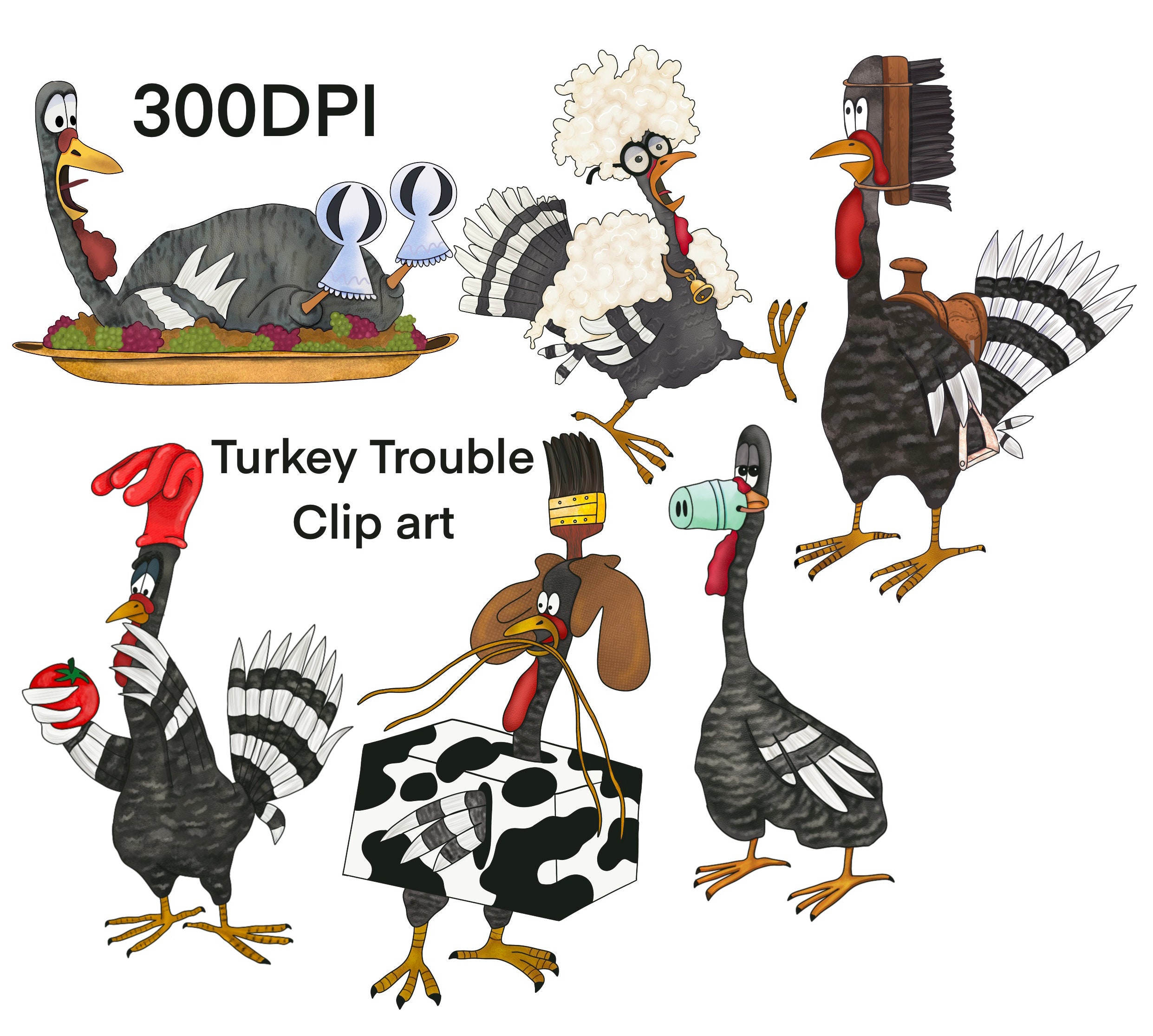 Turkey Trouble Clip Art. Teacher Story Aid / Classroom / Party ...