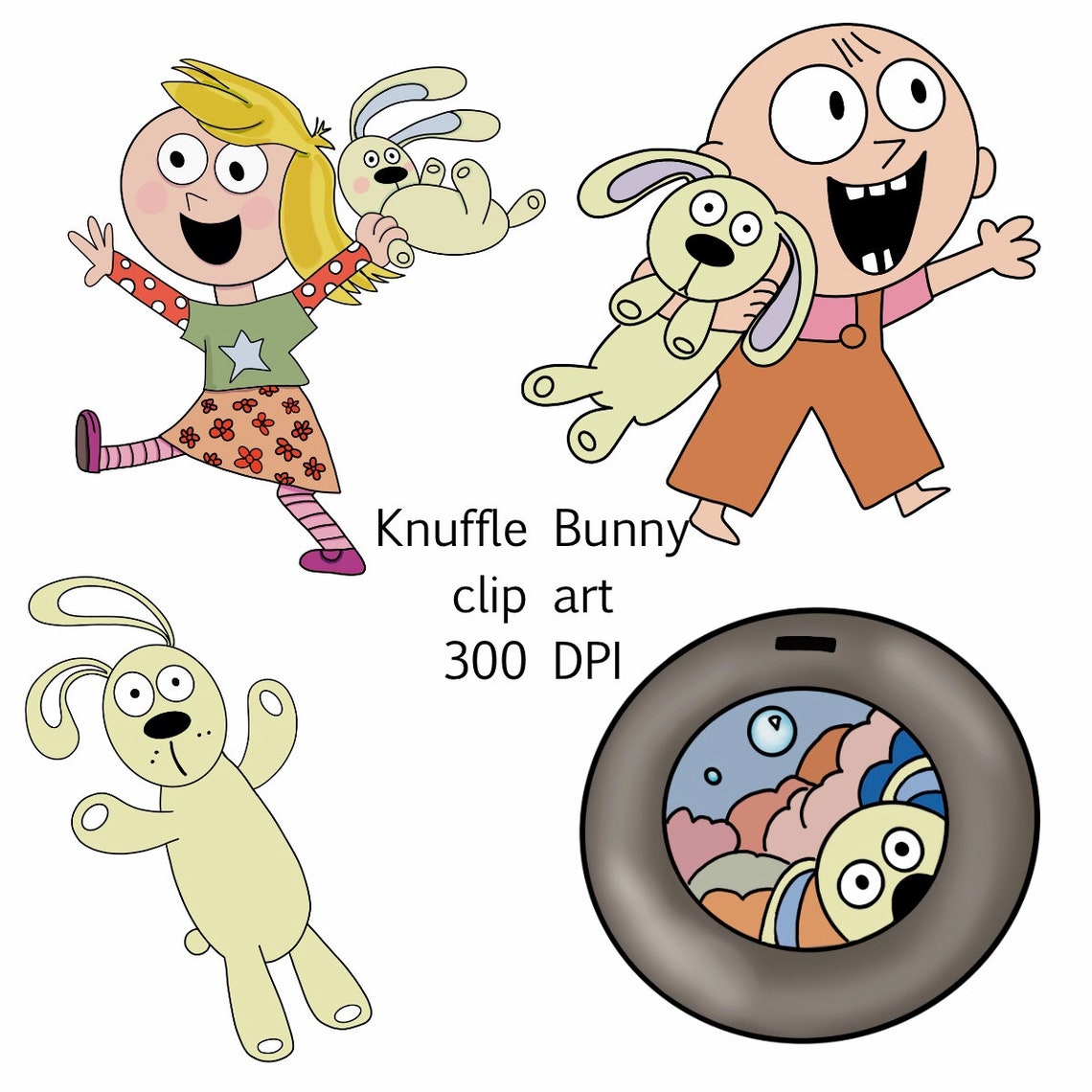 Knuffle Bunny Clip Art, Storytelling Aid, Party Decor, Classroom Decor ...