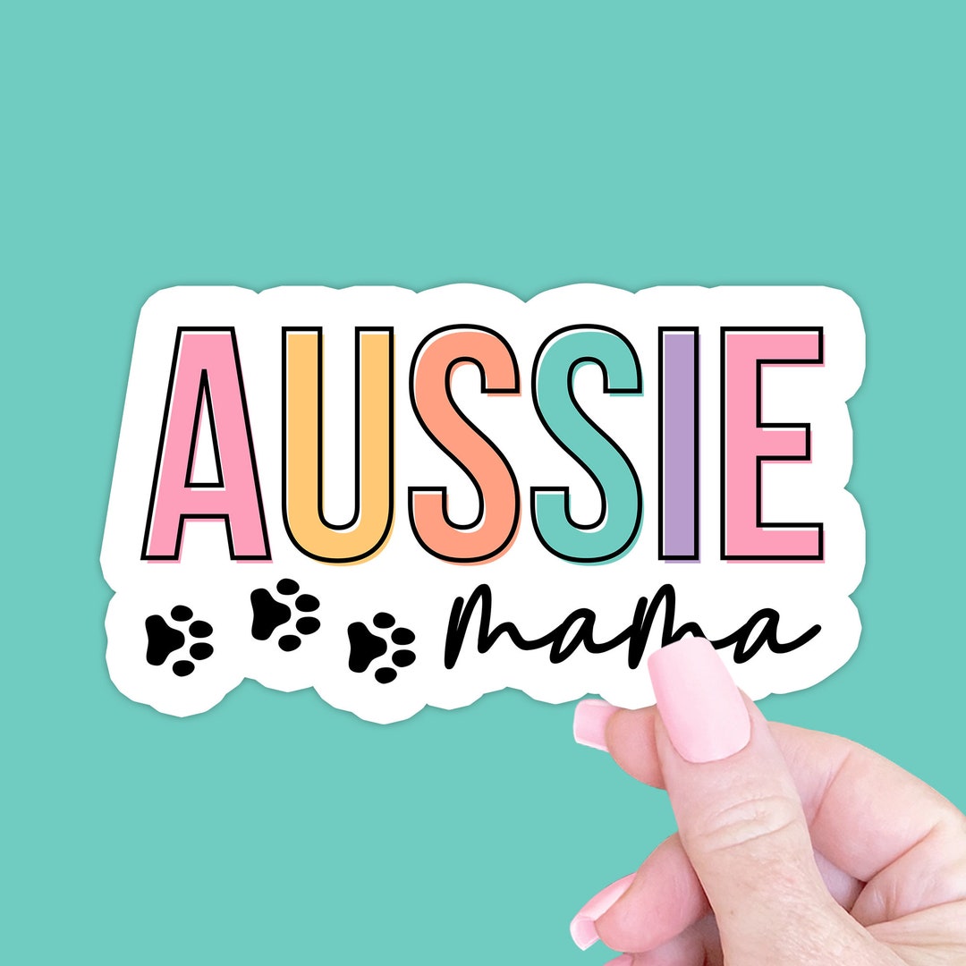 Aussie Mom Sticker Gift, Aussie Mom Laptop Sticker, Australian Shepherd ...