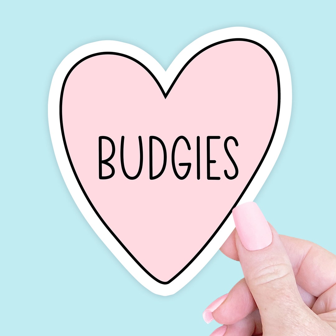 Budgies Pink Heart Sticker Gift, Funny Budgie Bird Lover Laptop Sticker ...