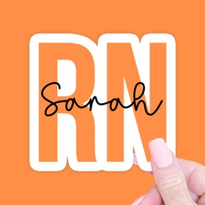 Personalized RN Sticker Gift, Custom Registered Nurse Laptop Sticker ...