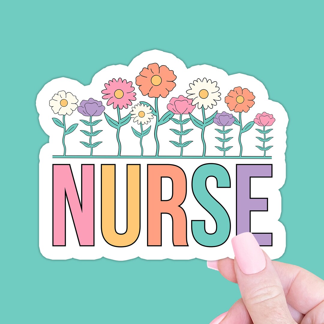 Floral Nurse Sticker Gift, Wildflowers Nurse Laptop Sticker Gift ...