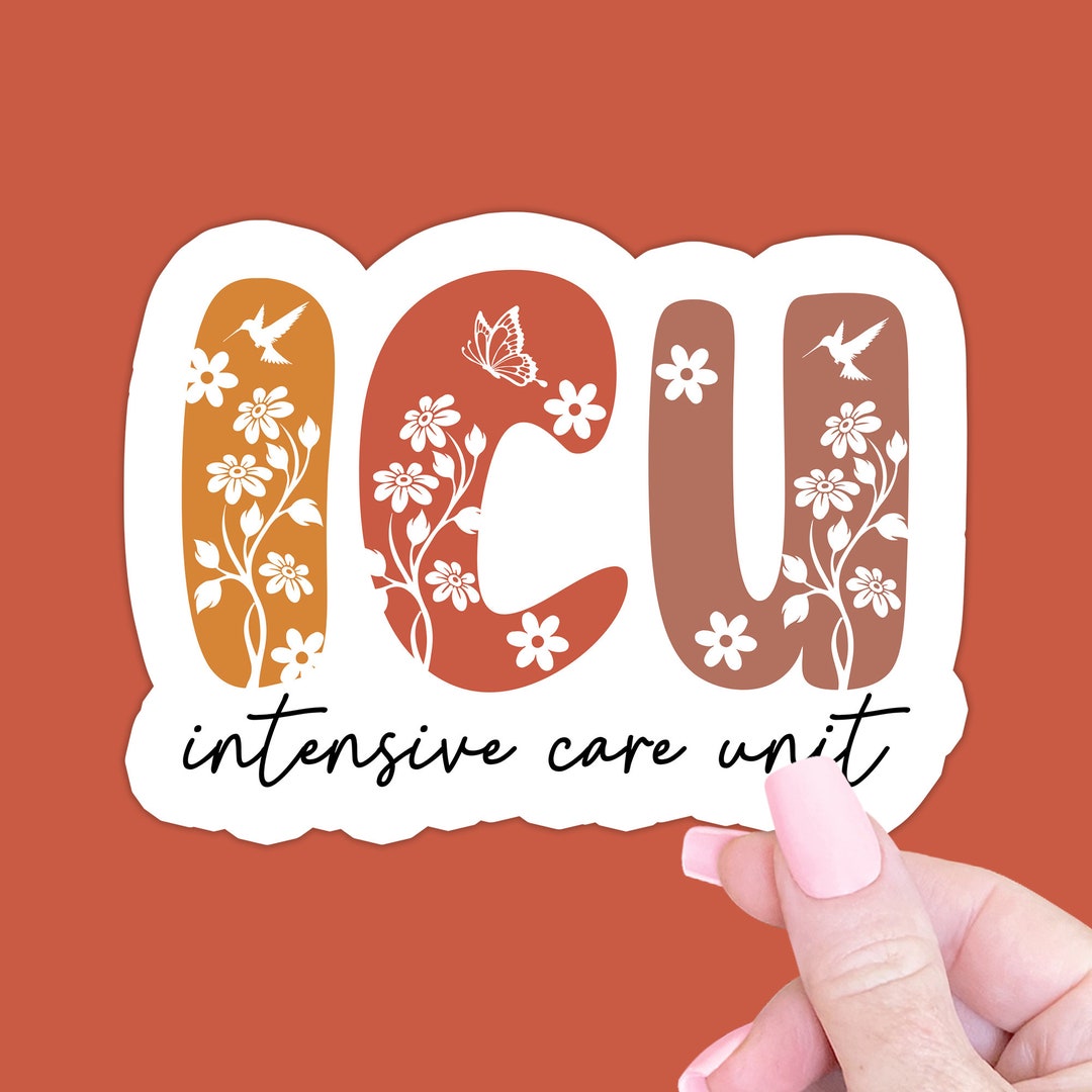 Floral Boho ICU Nurse Sticker Gift, ICU Nurse Laptop Water Bottle ...