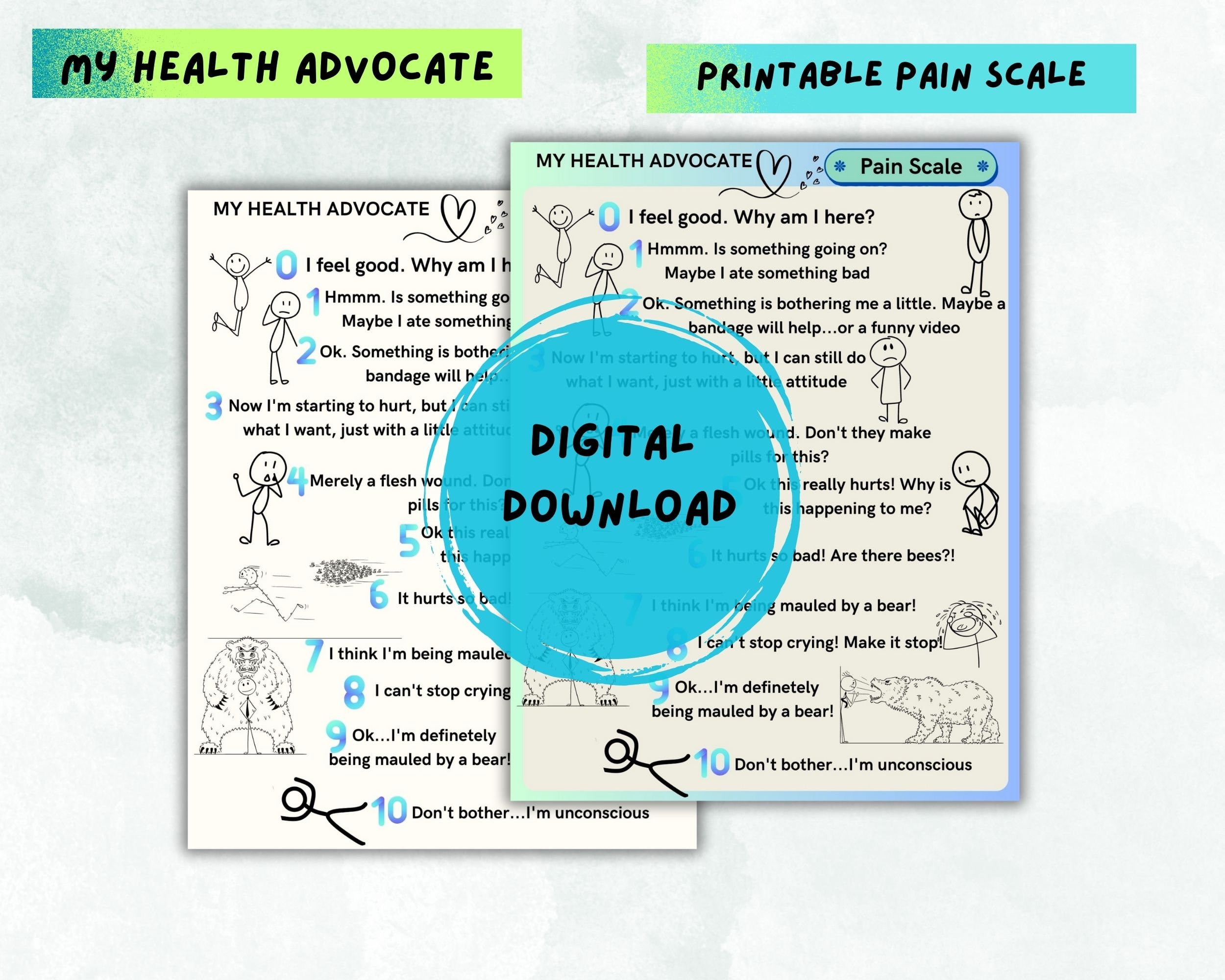 Realistic Pain Scale - Etsy