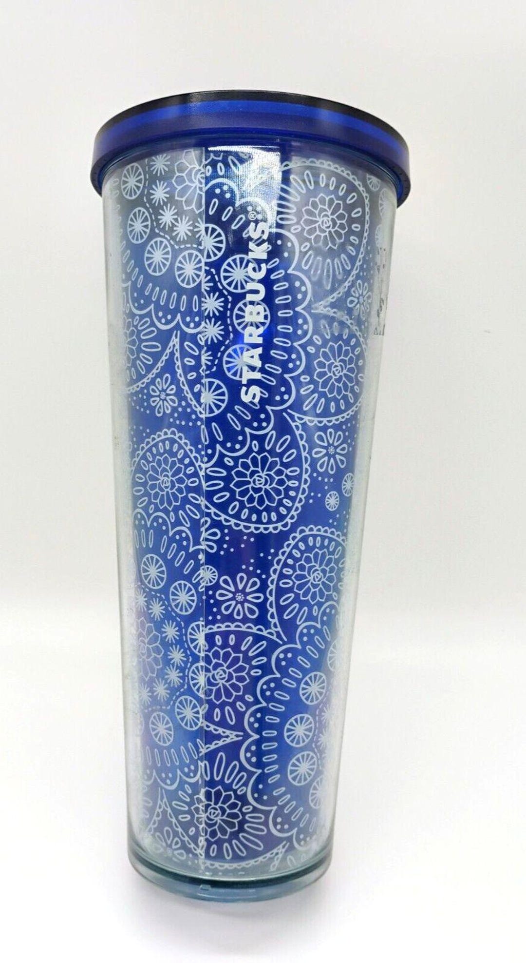 Starbucks Tumbler 2019 Summer Bandana Blue White Paisley Floral Cold ...