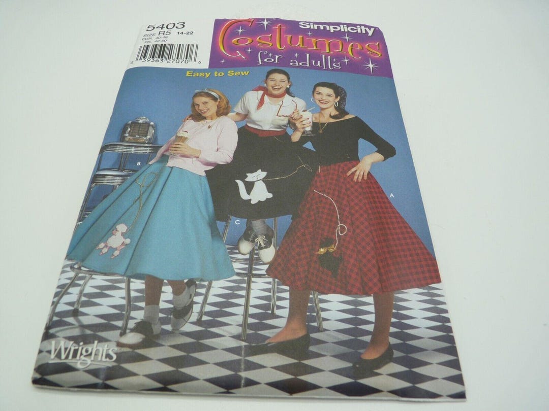 Simplicity 5403 EASY Misses Circular Poodle Skirts Sewing Pattern Sz 14 ...