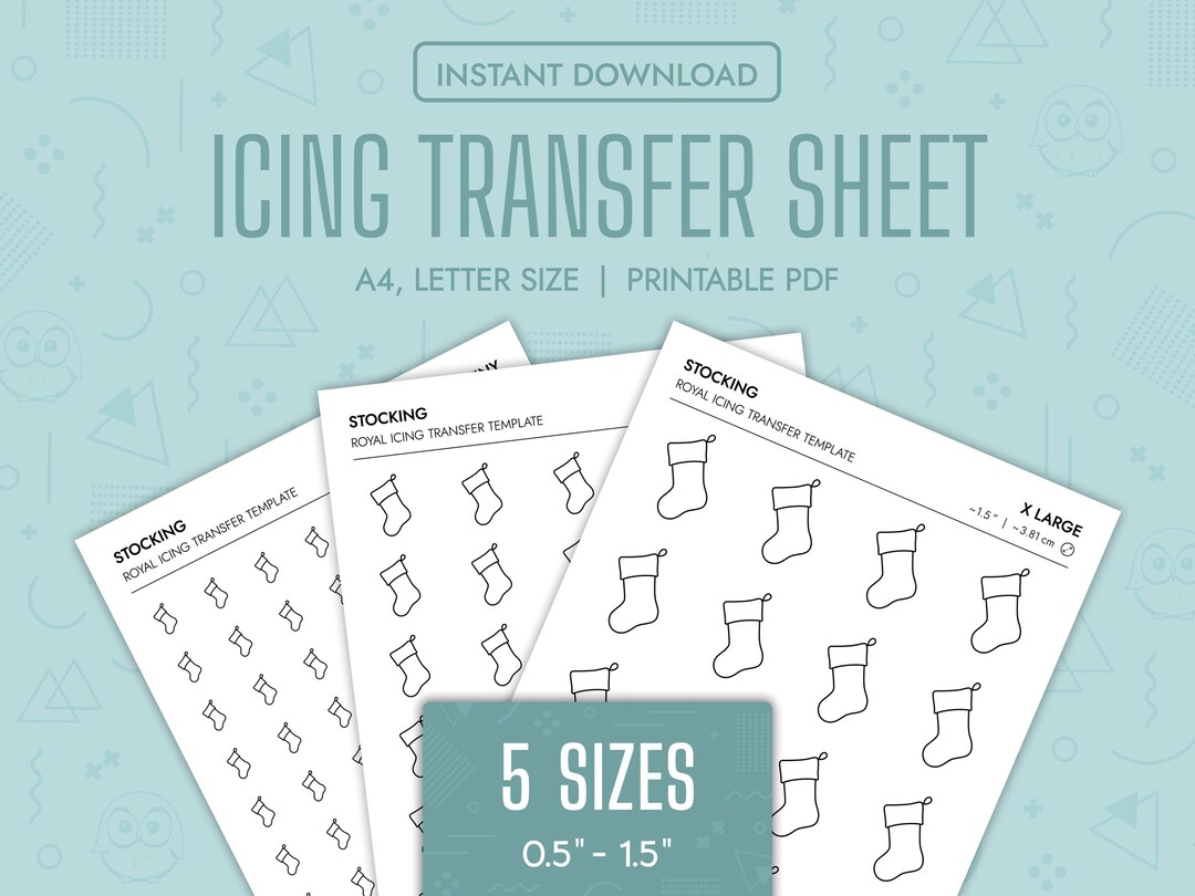 Christmas Stocking Royal Icing Transfer Sheets Printable Stocking Royal ...