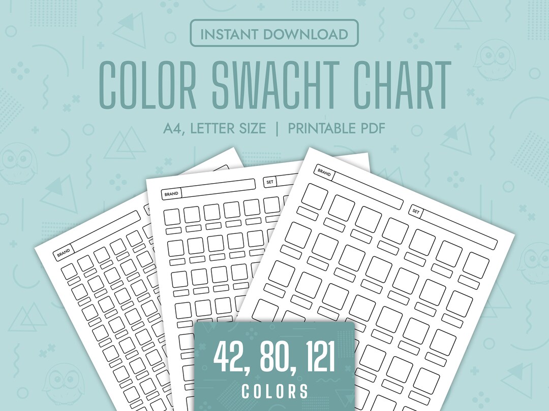 Color Swatch Chart Blank Color Chart Printable Color Swatch - Etsy