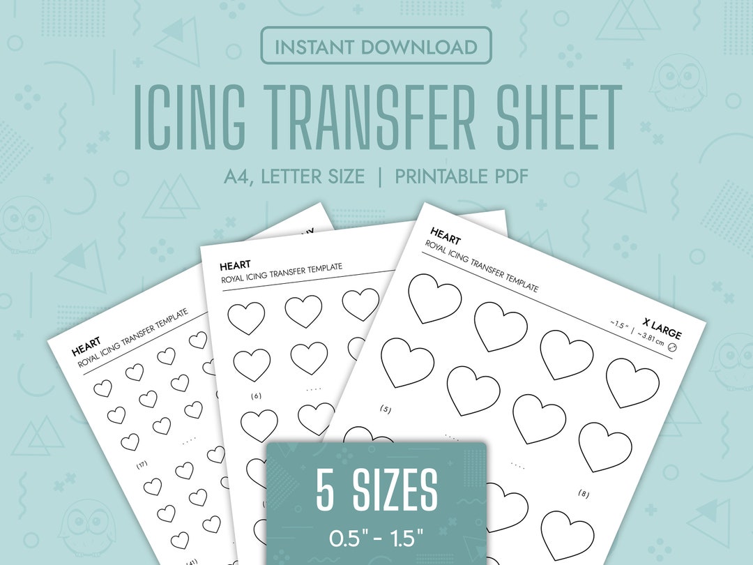 Heart Royal Icing Transfer Sheets Printable Heart Royal Icing Templates ...