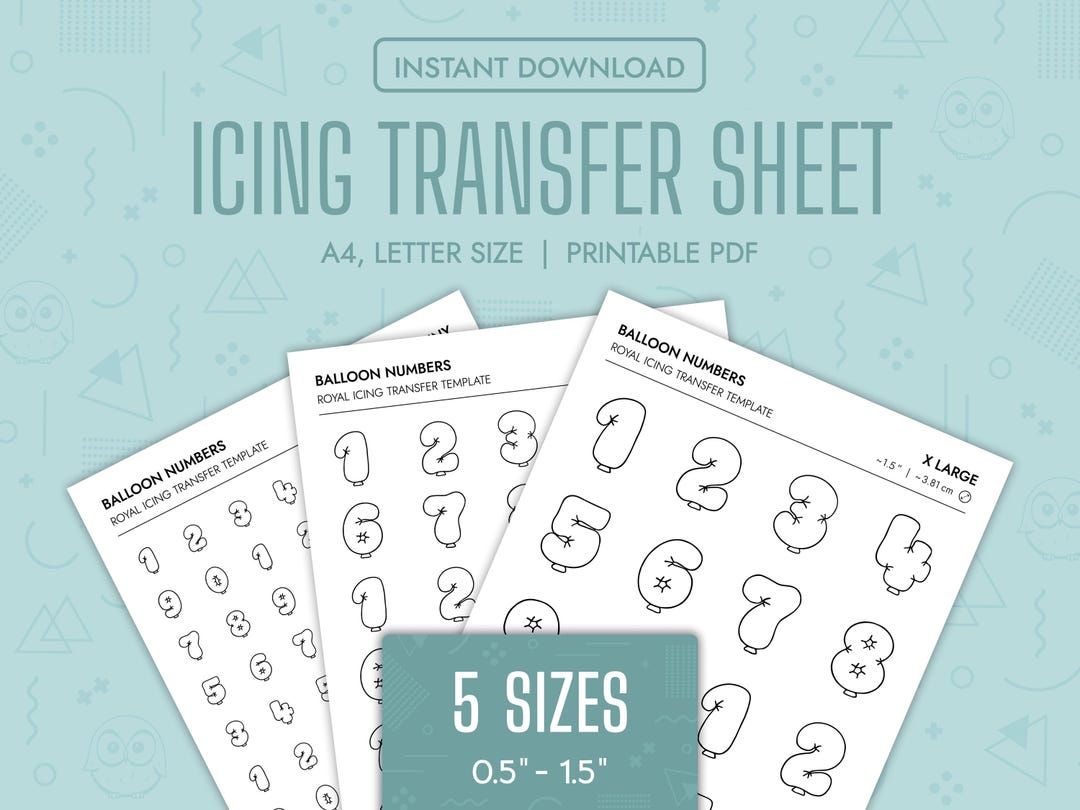 Balloon Numbers Royal Icing Transfer Sheets Printable Numbers Royal ...
