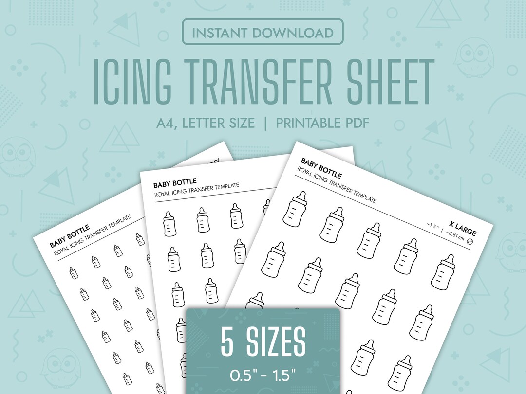 Baby Bottle Royal Icing Transfer Sheets Printable Baby Shower Royal ...